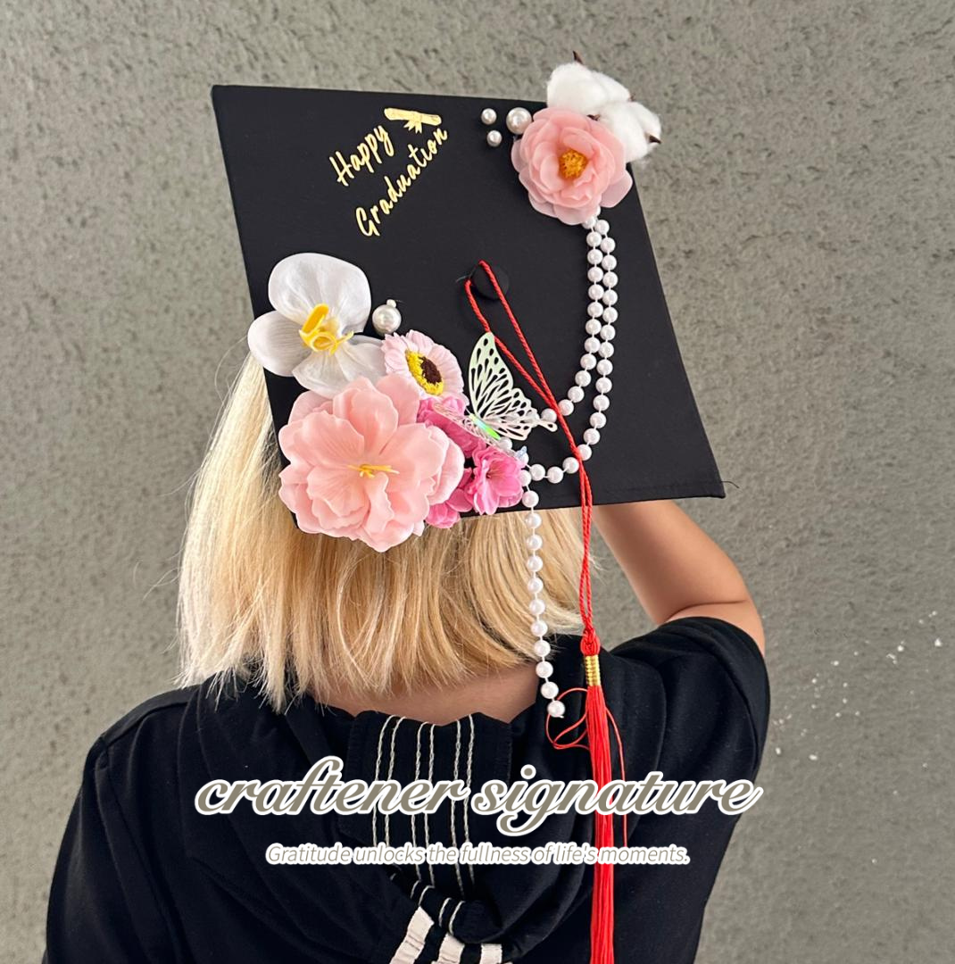 Graceful Floral Graduation Cap – Craftener Signature